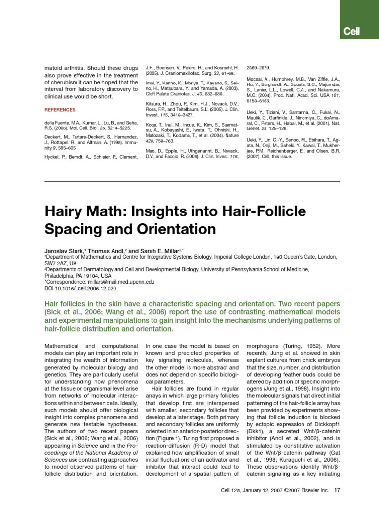 Hairy Math - Insights Into Hair-Follicle | PDF | Biochemistry | Chemistry