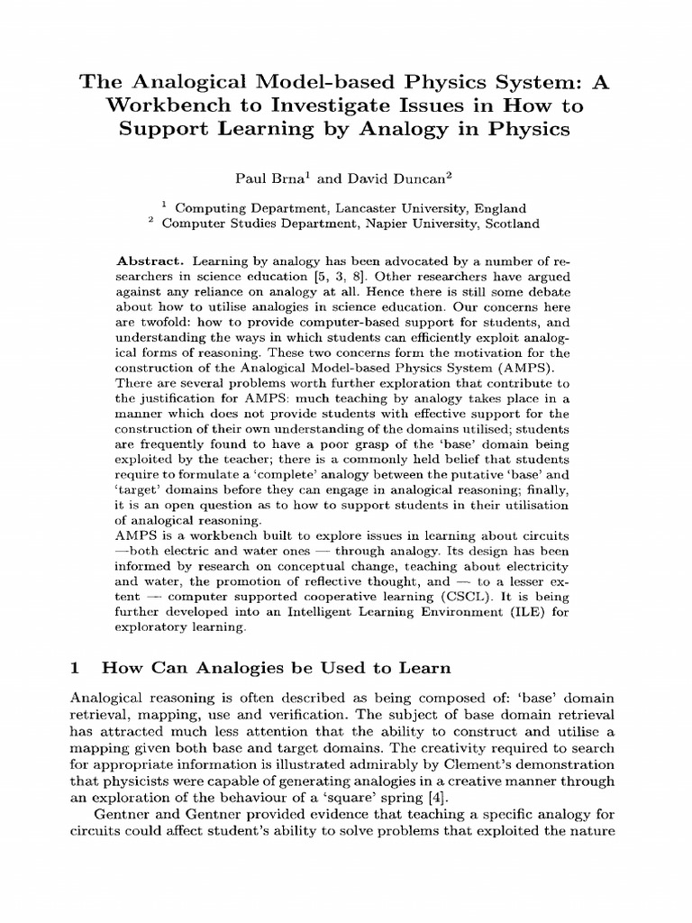 Learning Physics Through Analogies | PDF | Analogy | Conceptual Model