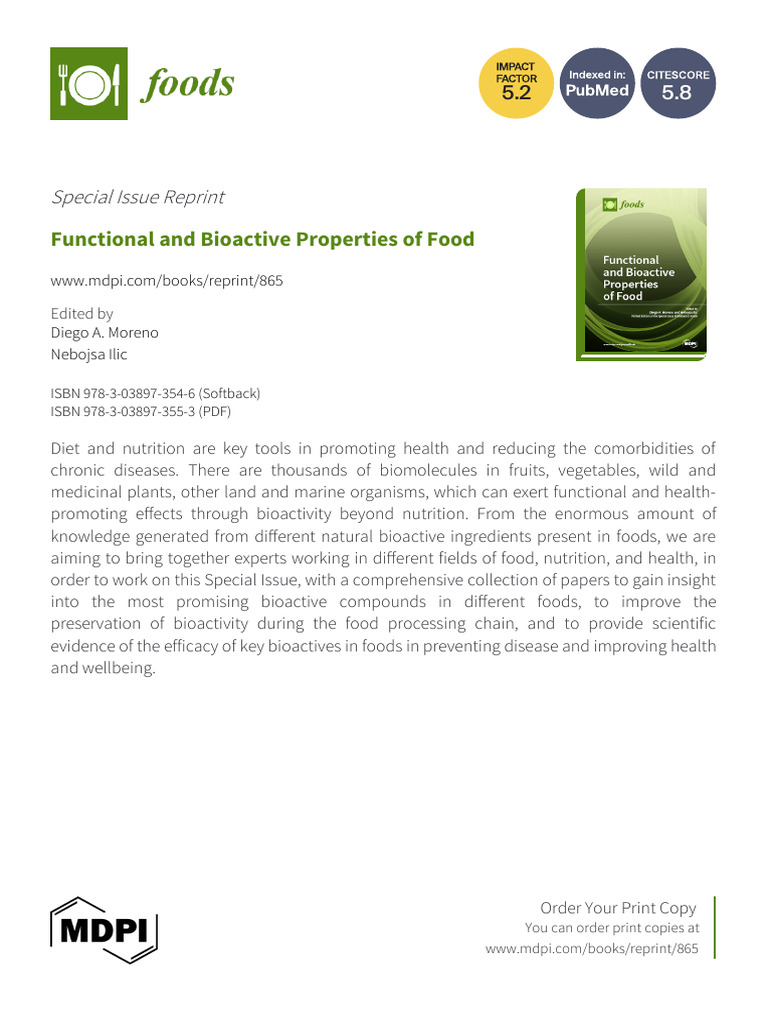 Functional and Bioactive Properties of Food Flyer | PDF | Open Access ...