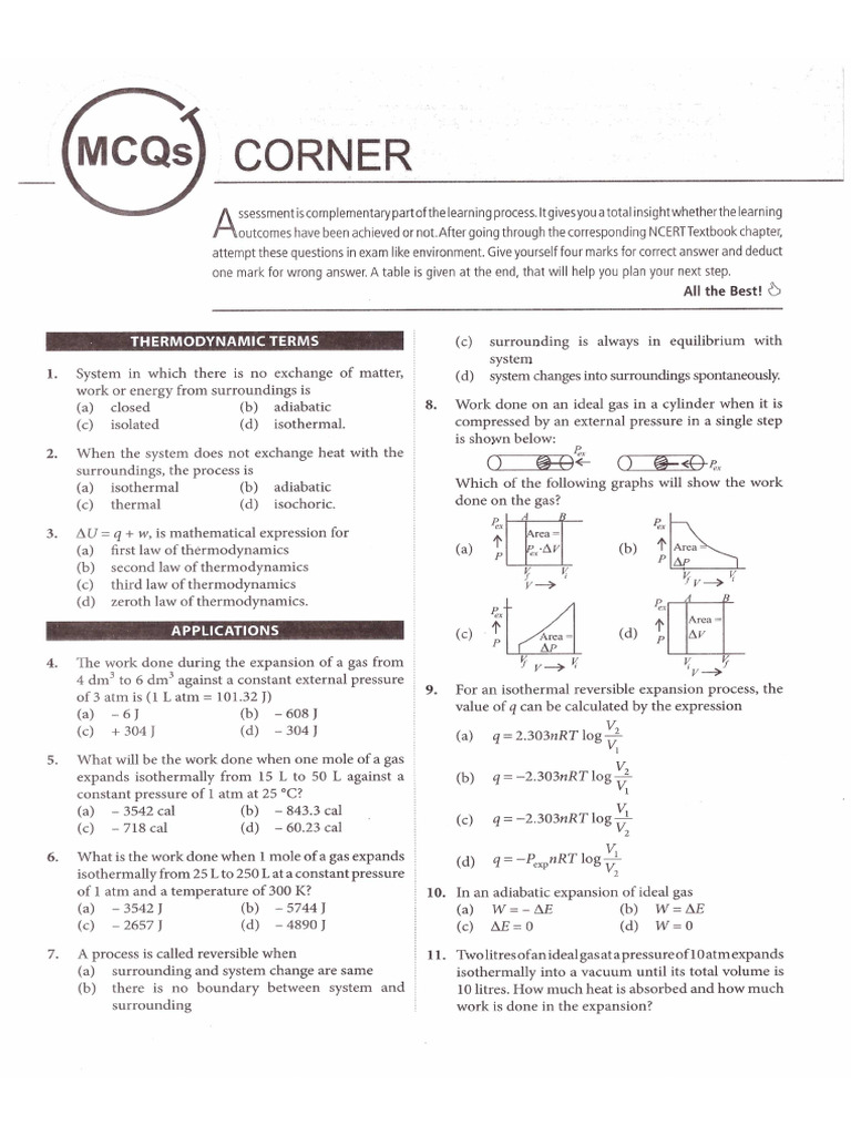 6 Thermodynamics MCQS | PDF