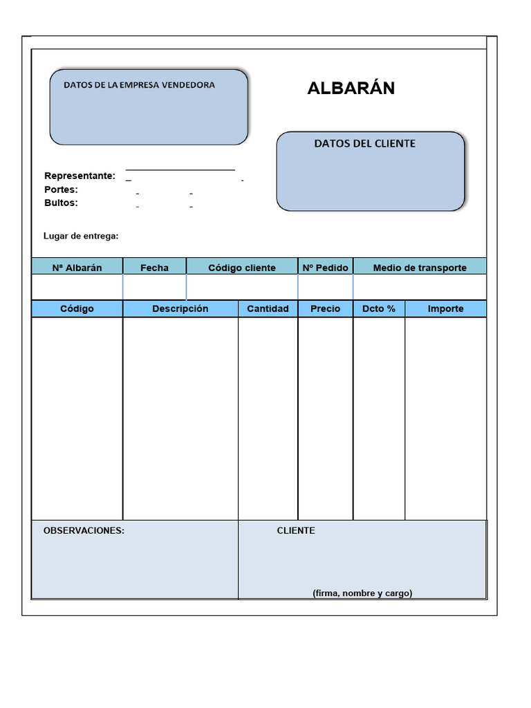 Albarán de Entrega: Formato y Ejemplo | PDF