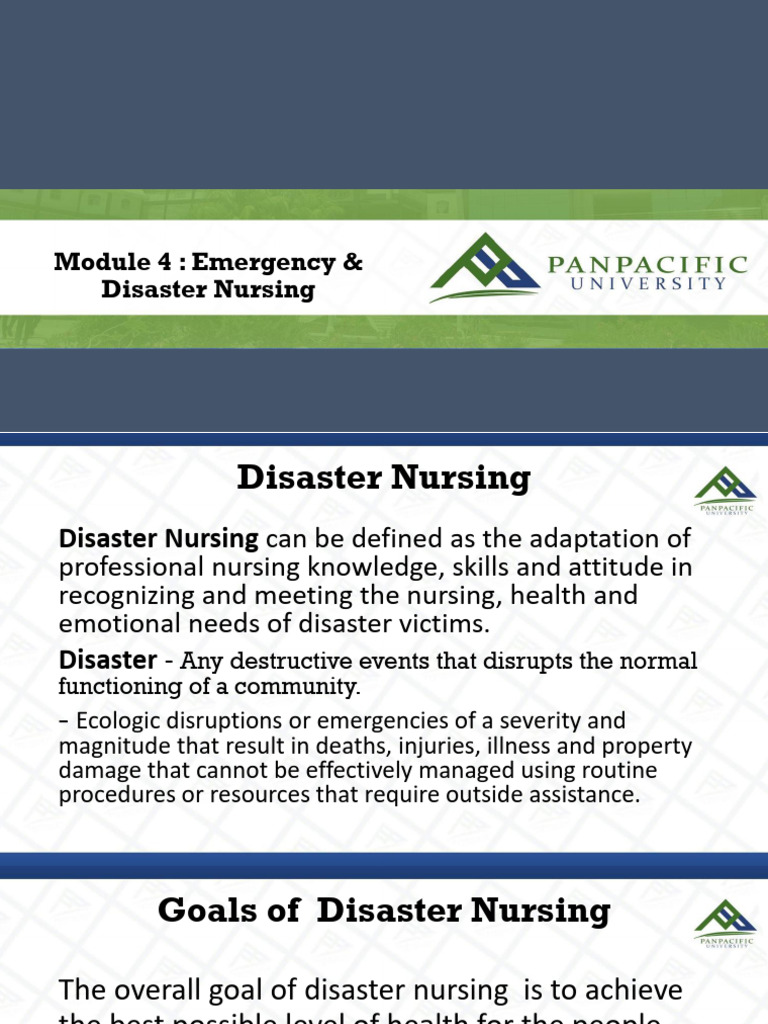 Goals of Disaster Nursing Module | PDF | Natural Disasters | Emergency ...