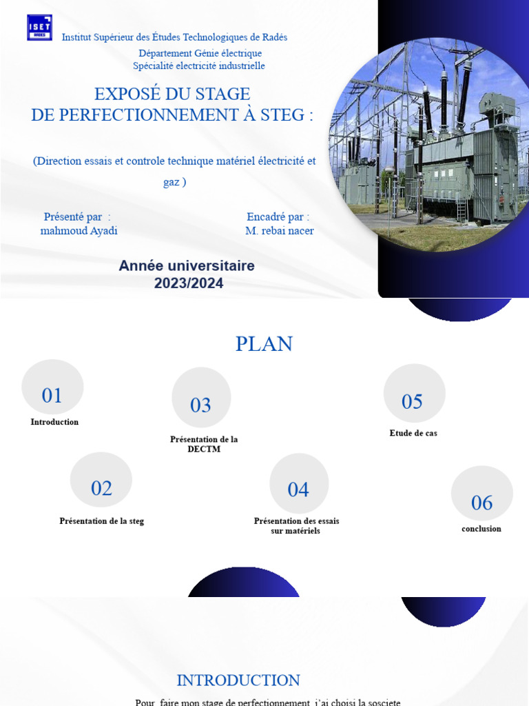 Présentation de Stage de Perfectionnement Iset Rades Steg Omrane DECTM | PDF | Transformateur ...