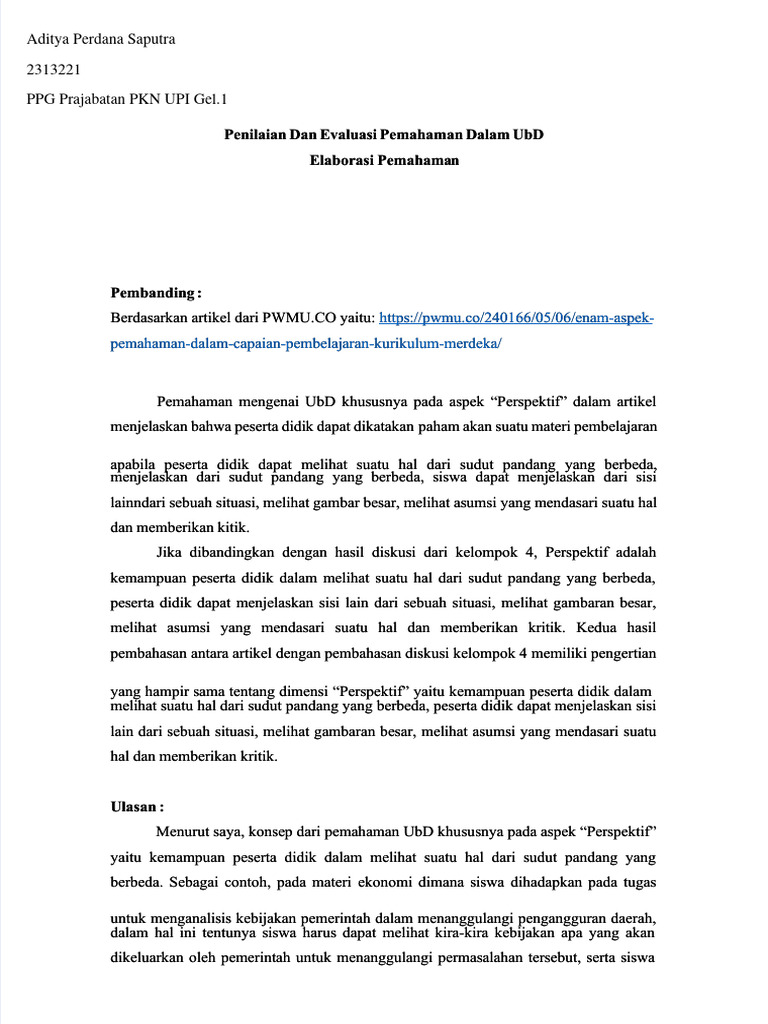 Aditya Perdana S - T4-6 Elaborasi Pemahaman | PDF