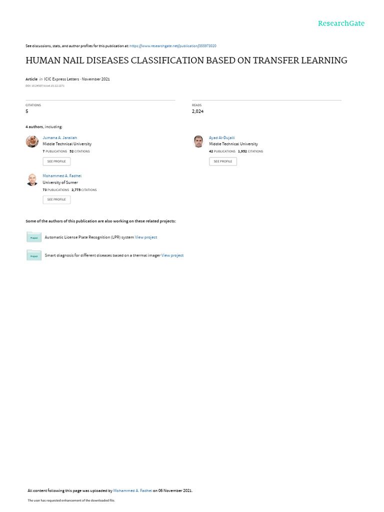 2021 - Human Nail Disease Classification Based On Transfer Learning ...