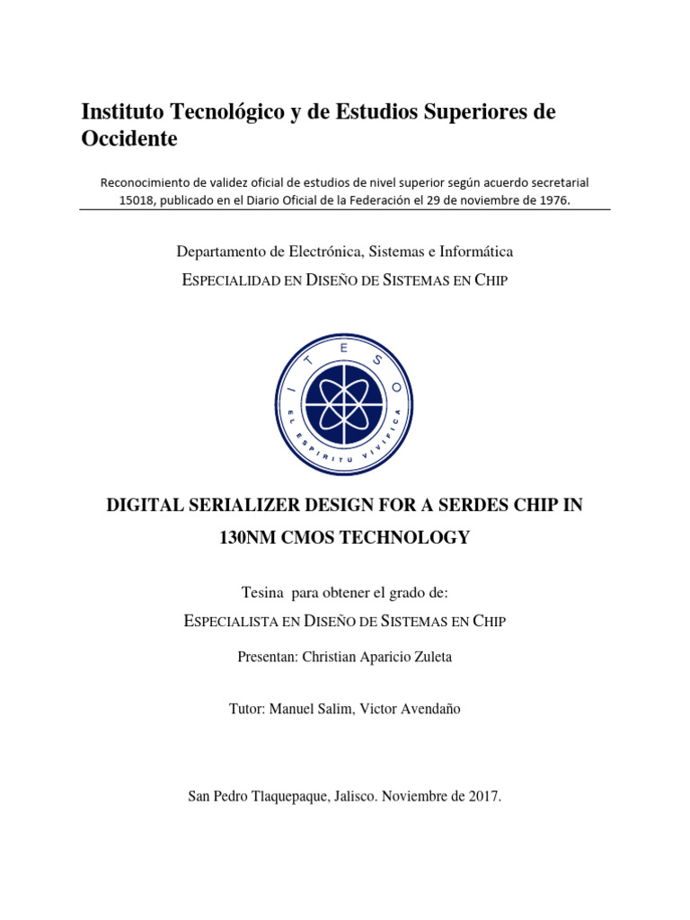Digital Serializer Design for a SerDes chip in 130nm CMOS Technology | PDF | Digital Electronics ...