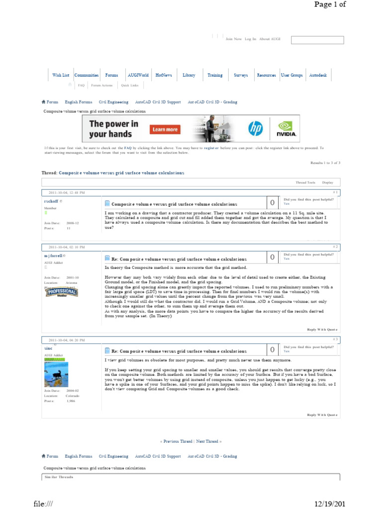 Composite vs. Grid Volume Calculations | PDF | Internet Forum | Computing