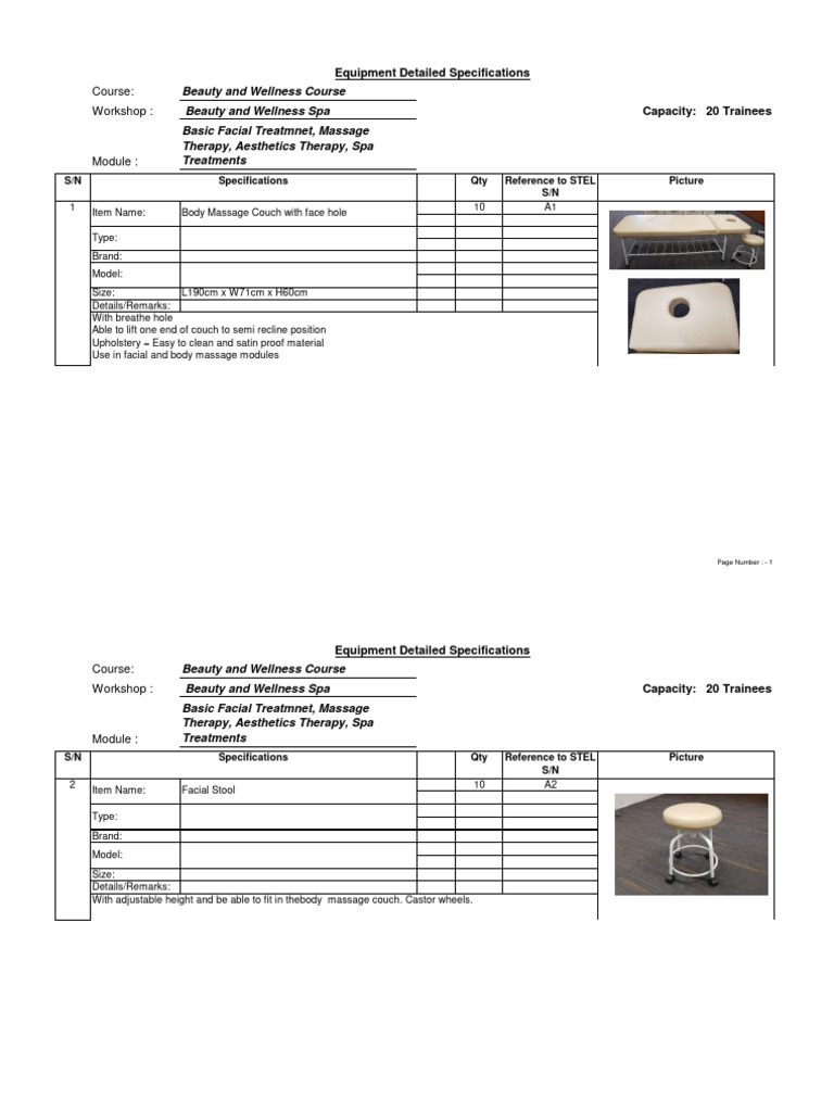 Annex Ure 10 Equipment Descriptions | PDF | Massage | Ultraviolet