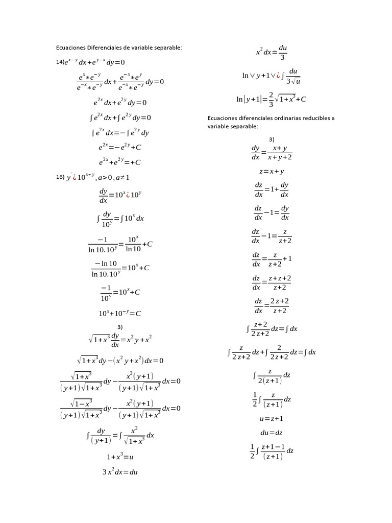 Ecuaciones Diferenciales de Variable Separable 11 | PDF | Matemáticas ...