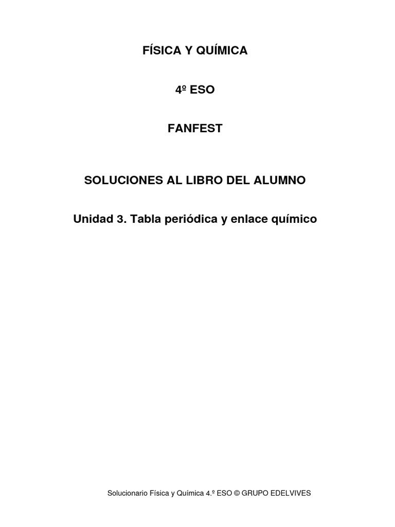 Ejercicios 1 Ev. - Tabla Periódica y Enlace Químico FYQ 4º ESO Global | PDF | Enlace químico ...