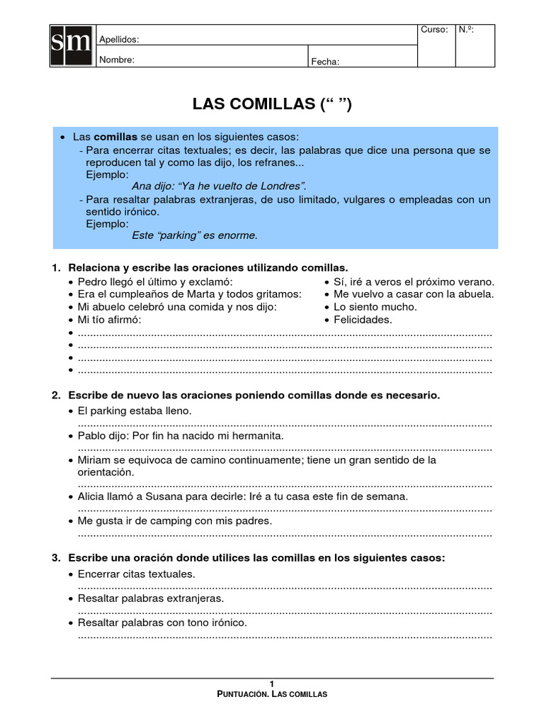 Uso y Ejemplos de las Comillas | PDF | Comillas | Puntuación