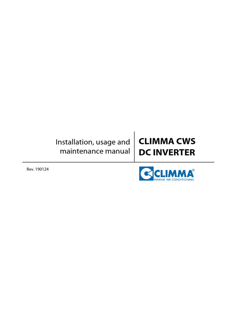 Climma CWS DC Inverter Manual - C898 Installationusage and Maintenance ...