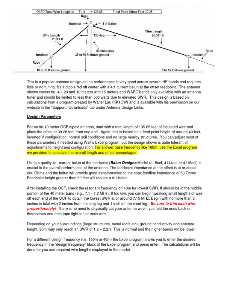 OCF Dipole V2 | PDF | Antenna (Radio) | Electromagnetic Spectrum