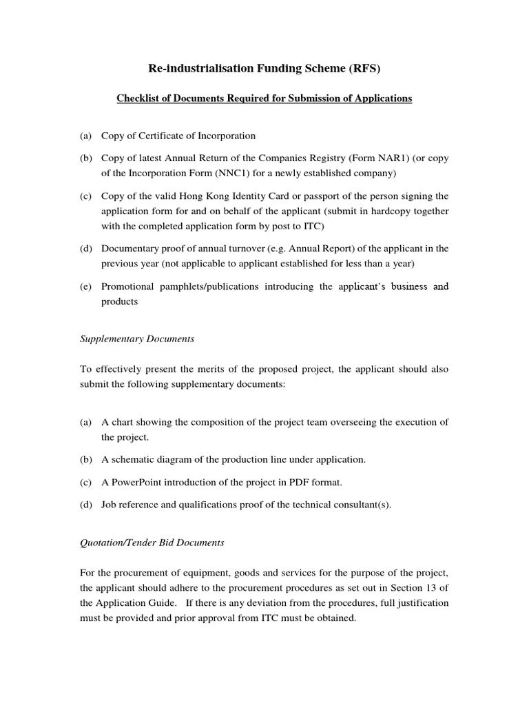 RFS_Checklist_Eng | Download Free PDF | Government And Personhood