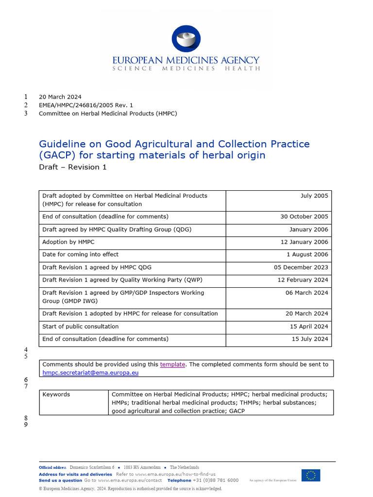 GACP Guidelines for Herbal Materials | PDF | Agriculture | Medicinal Plants