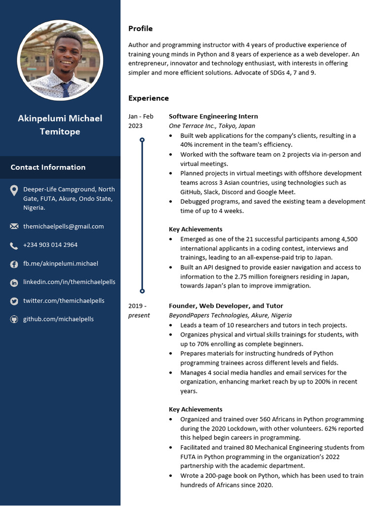 Michael Akinpelumi | PDF | Web Development | Computing