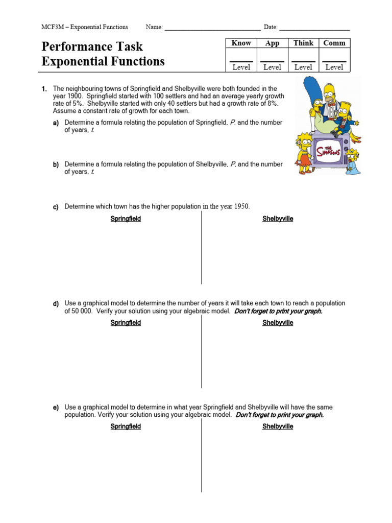 Exponential Functions Performance Task | PDF | Cartesian Coordinate ...