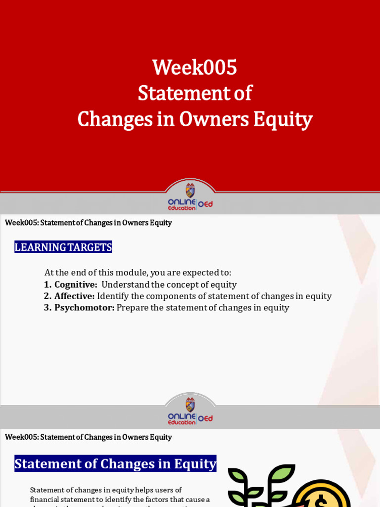 Module 004 - The Statement of Changes in Equity - PPT | PDF | Equity (Finance) | Retained Earnings