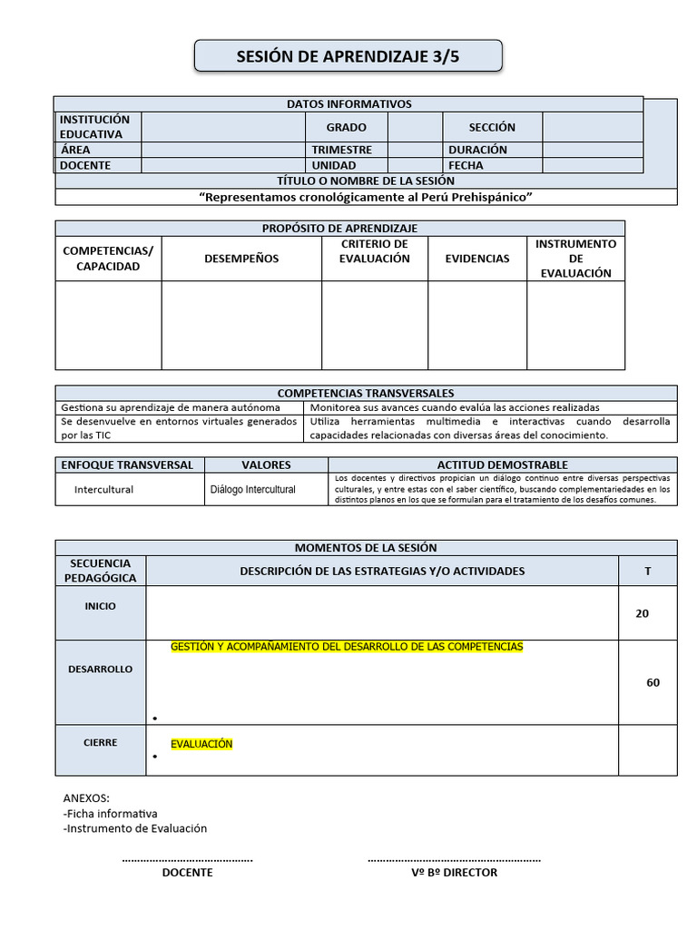 Propuesta Formato - Sesion de Aprendizaje CC - Ss. | PDF | Evaluación | Aprendizaje