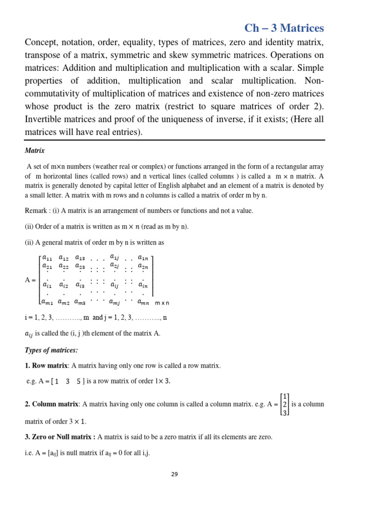 Matrix and Determinant | Download Free PDF | Matrix (Mathematics) | Determinant