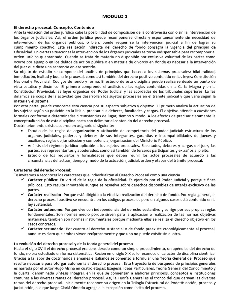 PROCESAL I - MODULO 1 lectura canvas | PDF | Ley procesal | Caso de ley