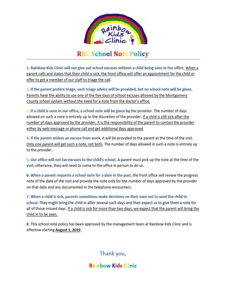 Sample School Note Policy | PDF | Career & Growth