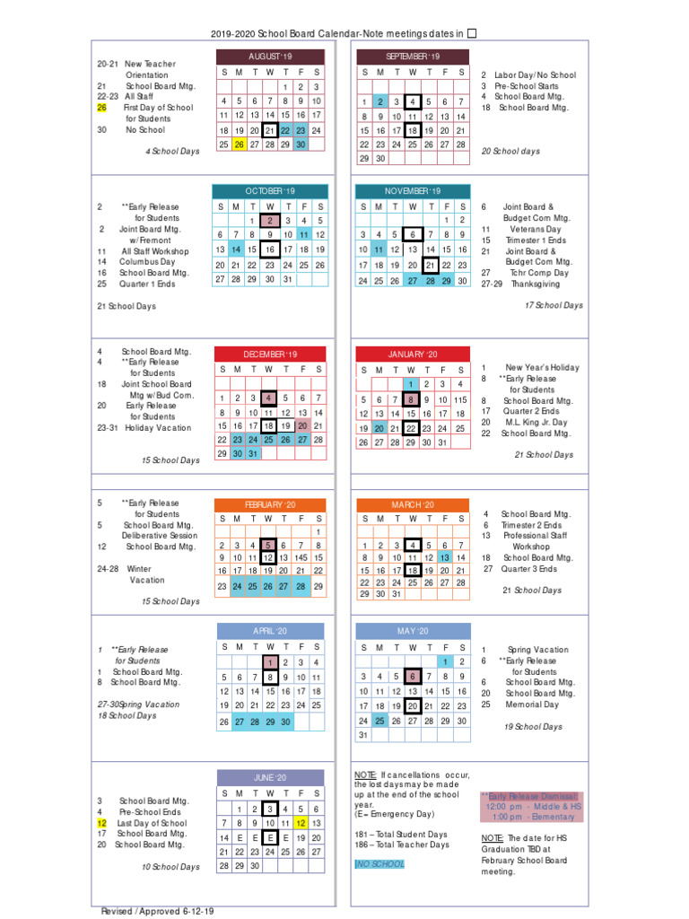 School Board Calendar Note | PDF | Holidays | Observances