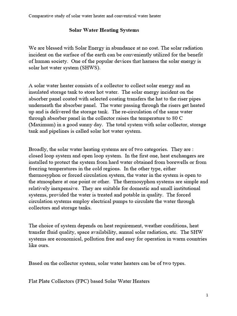 PHE Micro Project | PDF | Water Heating | Solar Energy