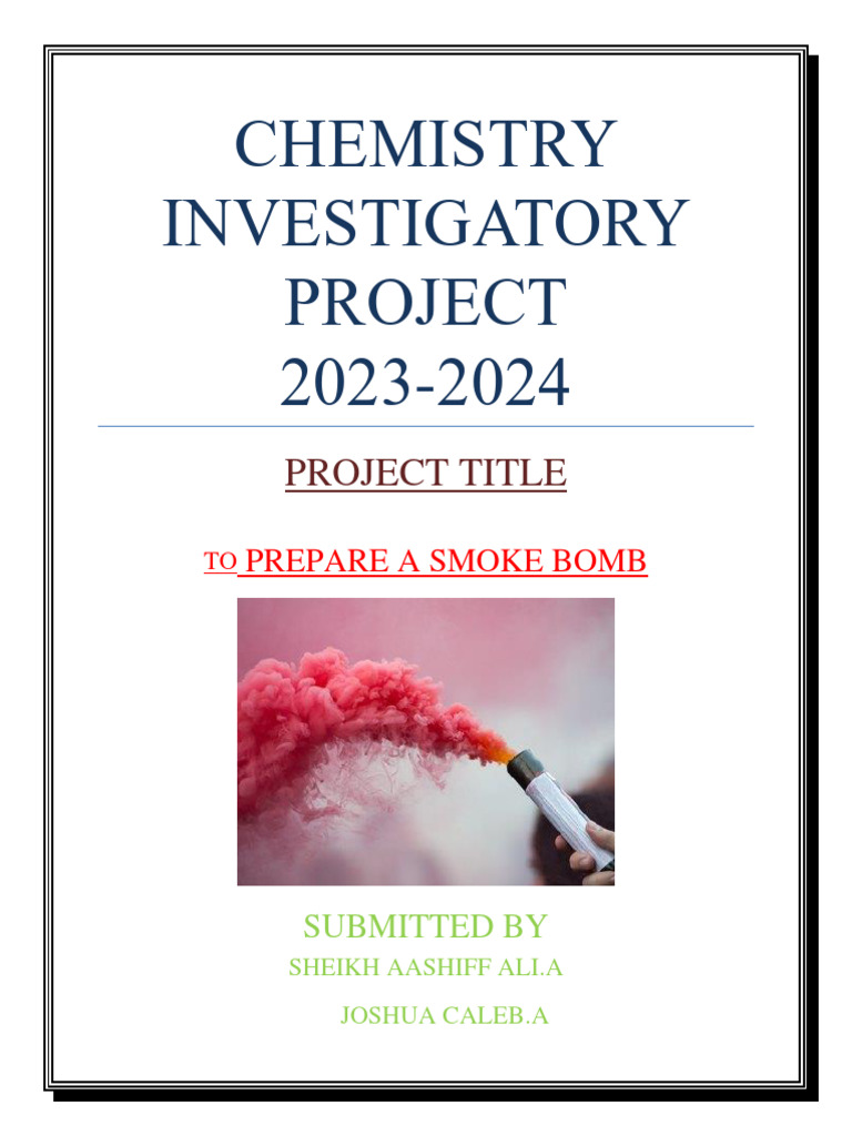 Smoke Bomb Preparation Project 2023 | PDF | Science & Mathematics