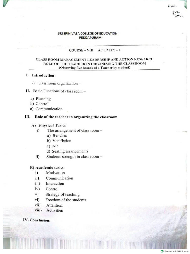 Class Room Management Sheets | PDF