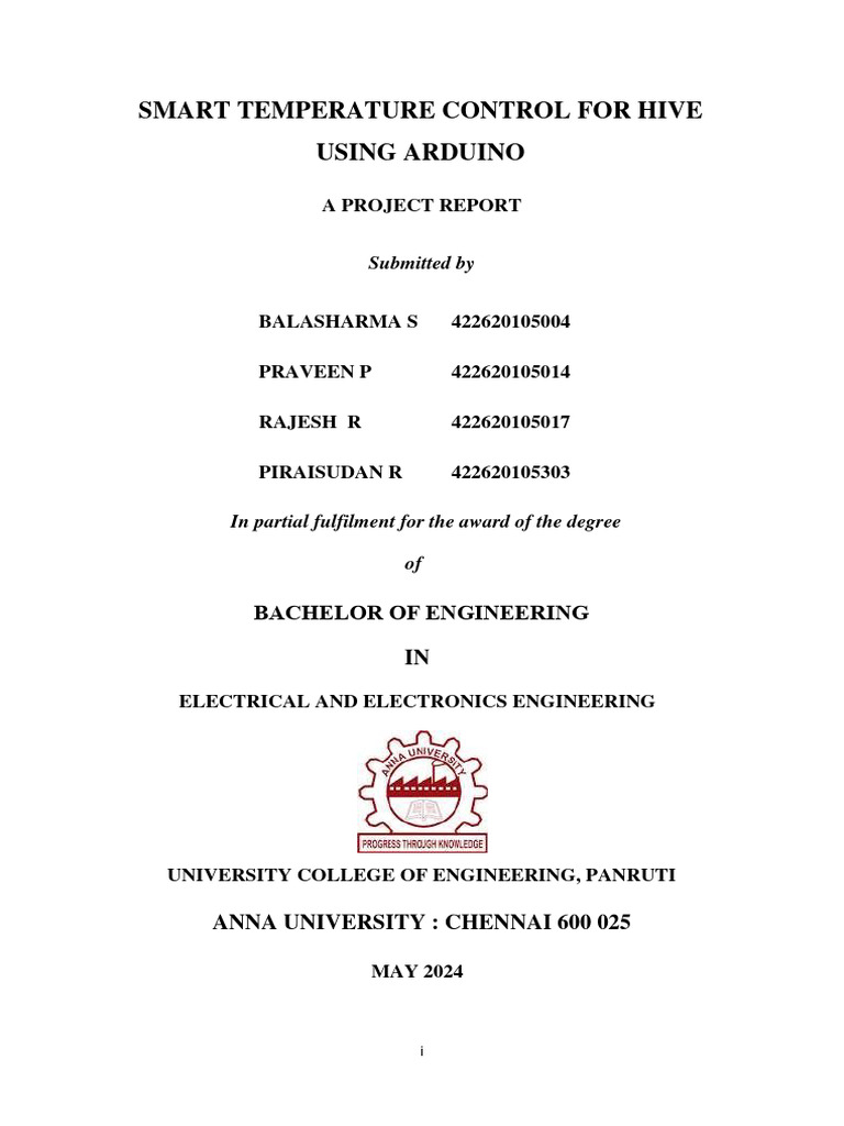 Smart Temperature Control For Hive Using Arduino | PDF | Honey | Beehive