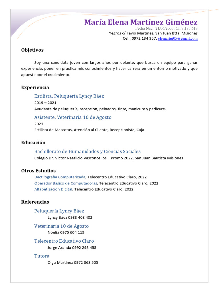 Curriculum Maria Elena Martinez Gimenez | PDF