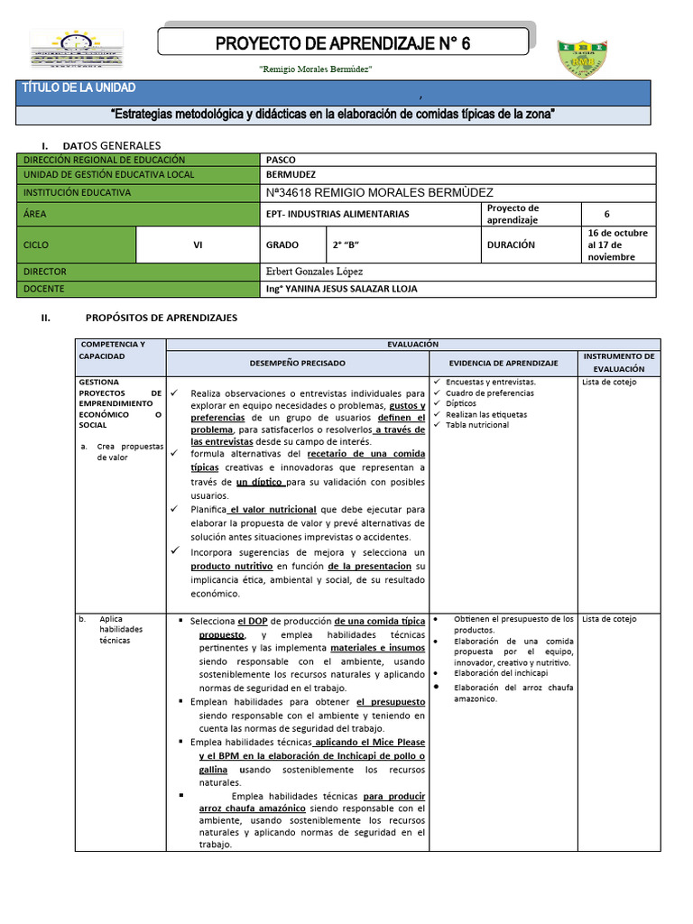 experiencia de aprendizaje n°6 2 do | PDF | Presupuesto | Aprendizaje