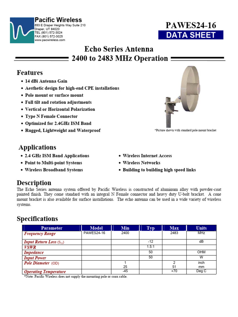 Antena Pacific Wireless 14 Dbi | PDF | Antenna (Radio ...