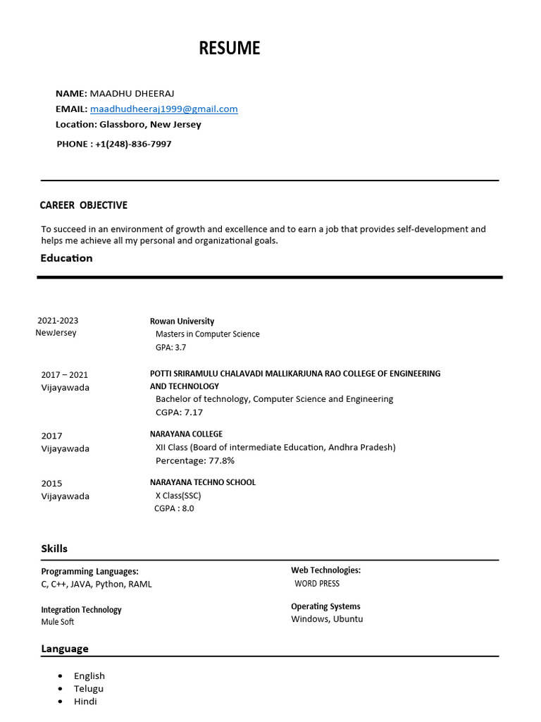 Dheeraj Resume | PDF | Arduino | Computing