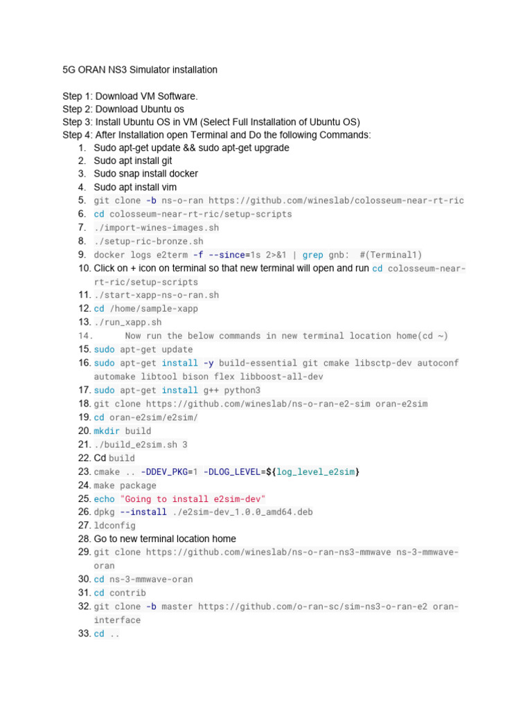 5G ORAN NS3 Simulator installation | PDF