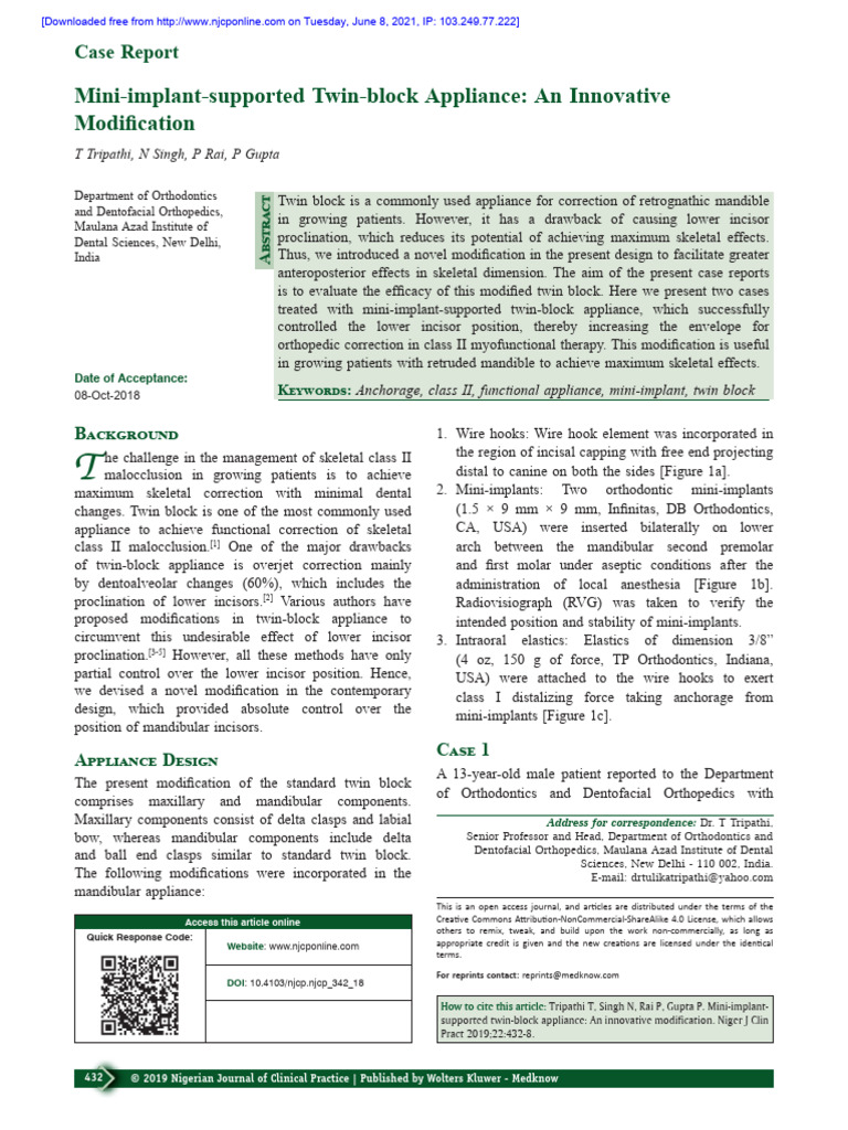 Mini-implant-supported Twin-block Appliance | Download Free PDF ...