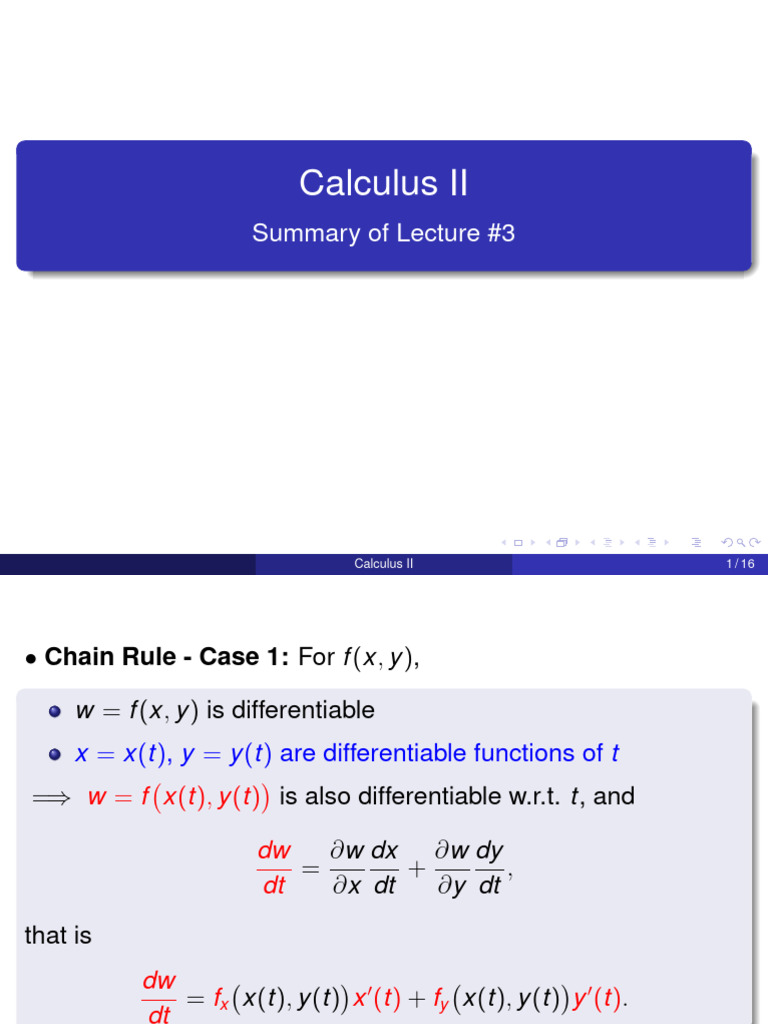 Calculus II - Summary of Lecture #3 | PDF | Derivative | Tangent Calculus II - Summary of Lecture #3 | PDF | Derivative | Tangent