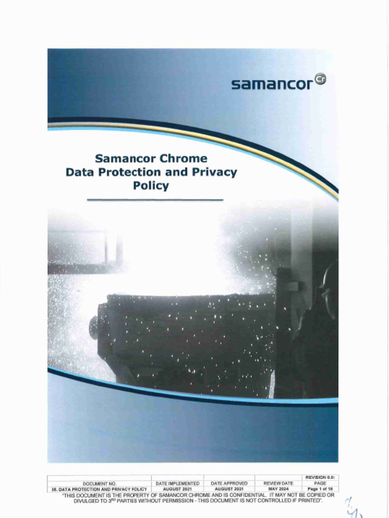 2021 Legal Samancor Chrome Limited Data Protection Privacy Policy | PDF