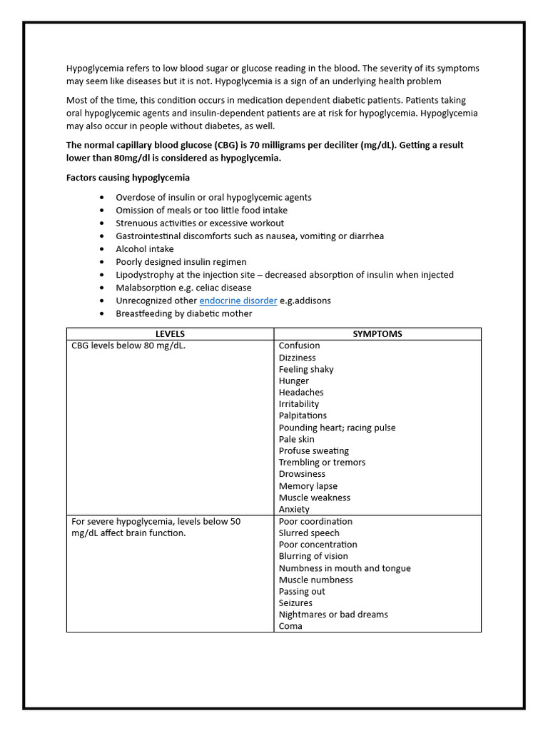 Hypoglycemia Protocol | Download Free PDF | Hypoglycemia | Diabetes