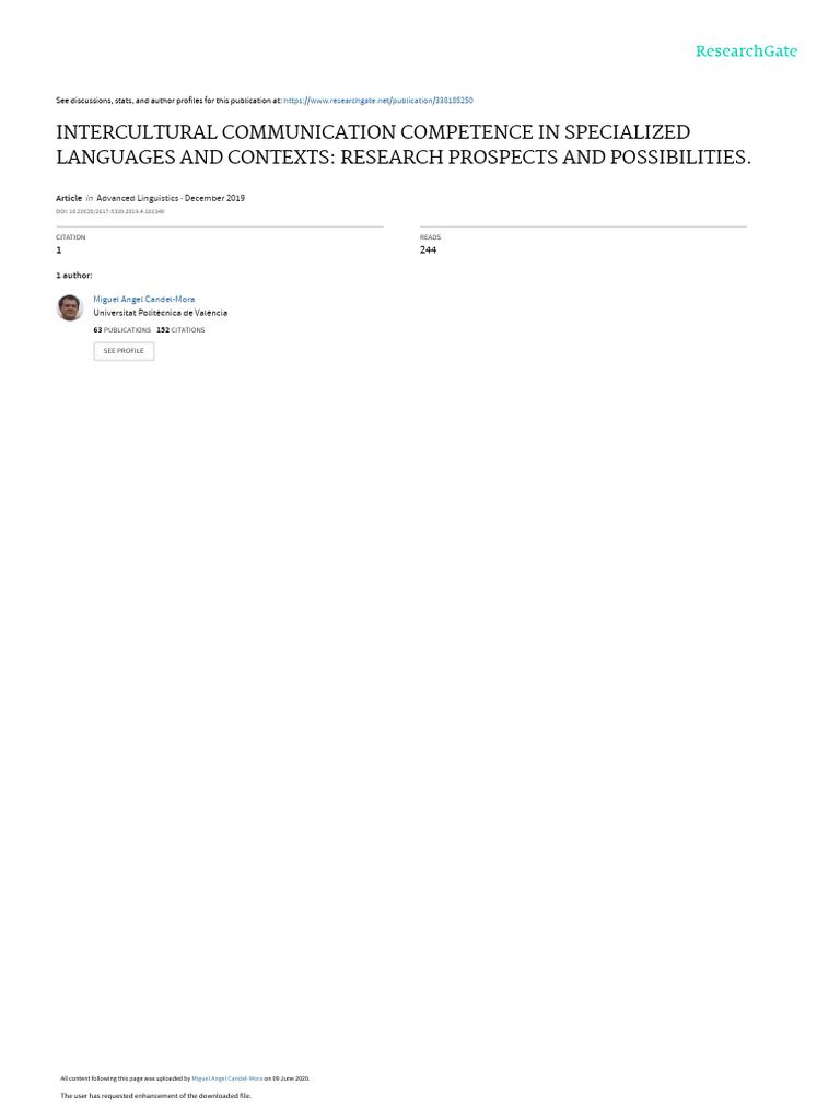 Intercultural Communication Competence in Specialized Languages and ...