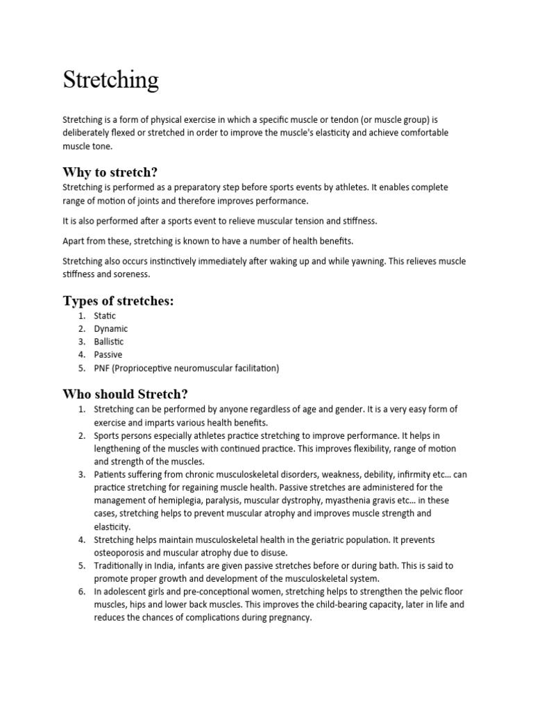 Stretching | PDF | Anatomy | Limbs (Anatomy)
