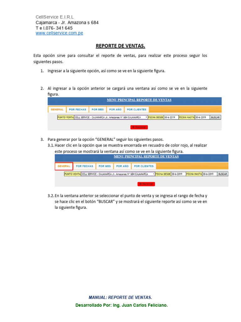 Manual de Reporte de Ventas CellService | PDF | Finanzas y dinero