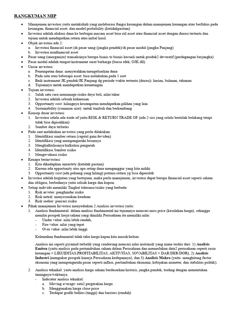 Rangkuman Uas Mip | PDF