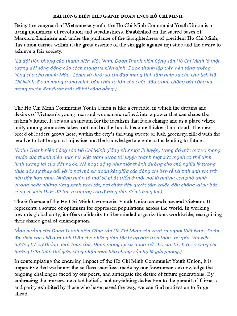 The Ho Chi Minh Communist Youth Union | PDF