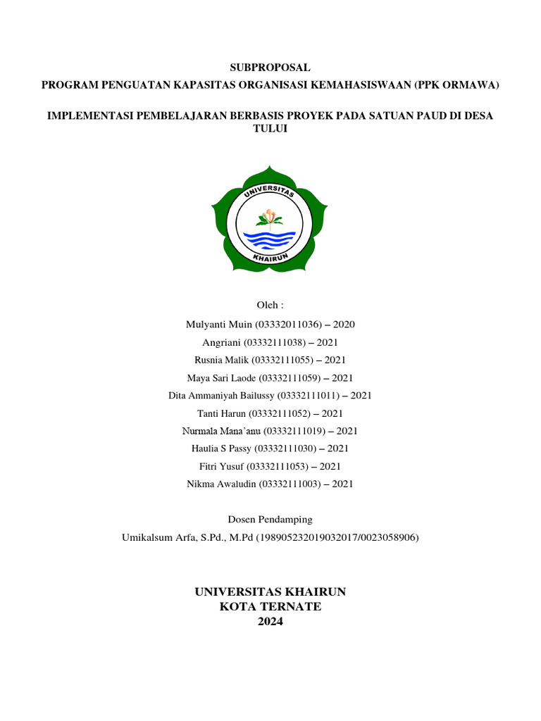 Proposal Ormawa HMJ PGPAUD 2024 | PDF