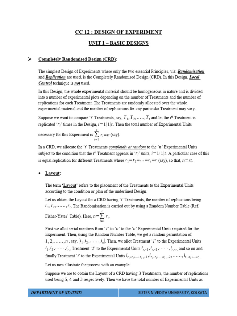 Crd Rbd Pdf Experiment Errors And Residuals