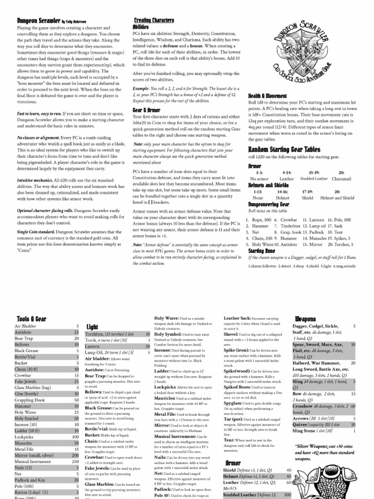 Dungeon Scrawler (Demo Kit Ver1.2) | PDF