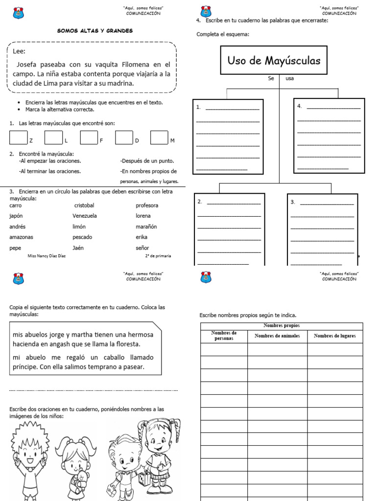Hojas De Trabajo Gratuitas Sobre Mayúsculas Y Puntuación