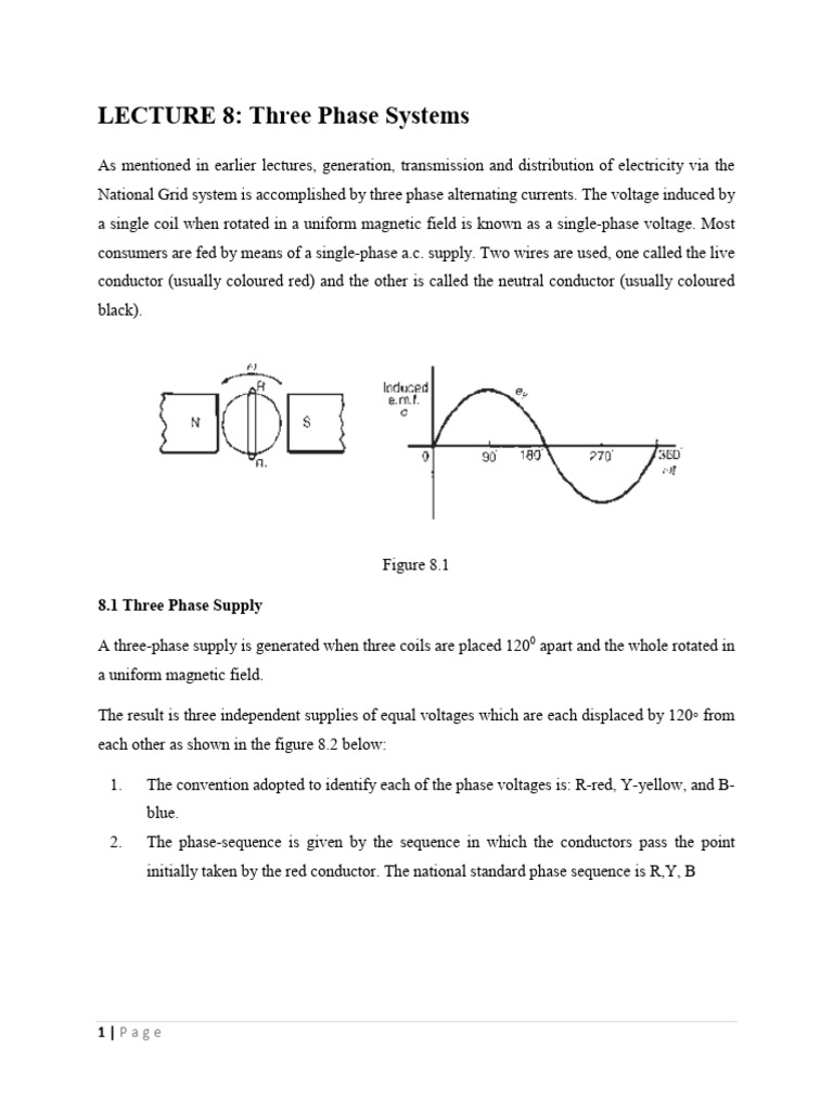 Lecture 8 Three Phase Systems Mech | PDF | Alternating Current | Quantity